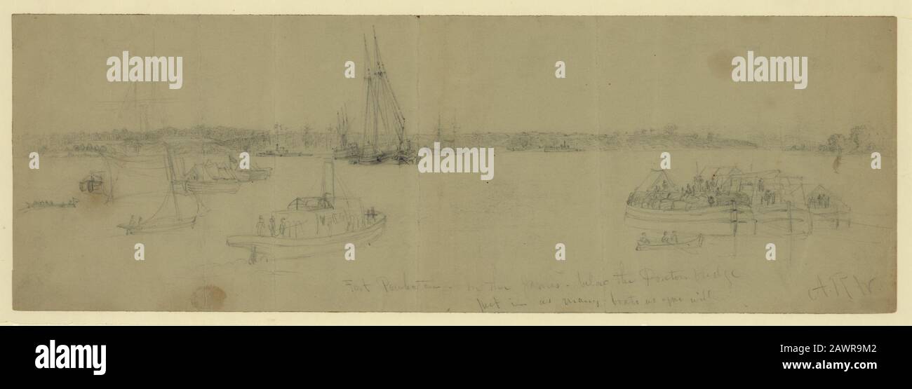 Fort Powhatan-on the James-below the Pontoon bridge Stock Photo - Alamy