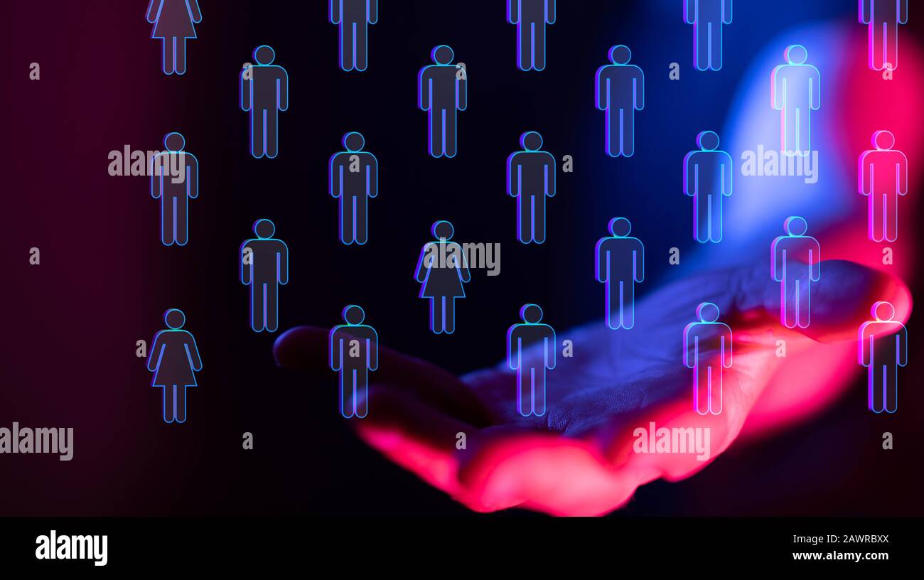 Virtual projection of a group of people - social media connection ...