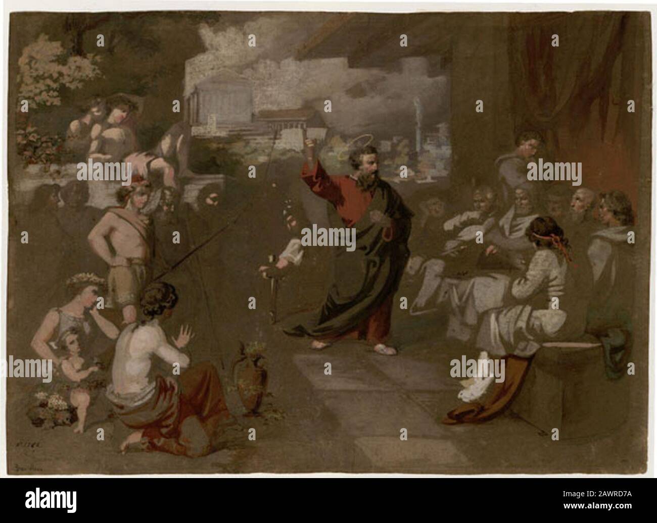Fortuny. San Pablo predicando ante el areópago.MNAC Stock Photo - Alamy