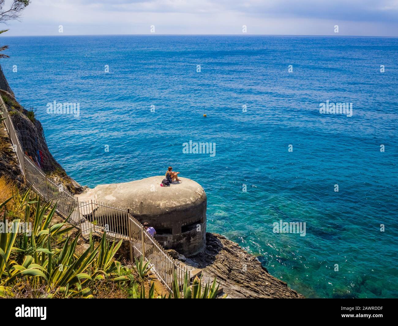 MONTEROSSO, ITALY - Jul 07, 2019: The sea and sandy beach Spiaggia di ...