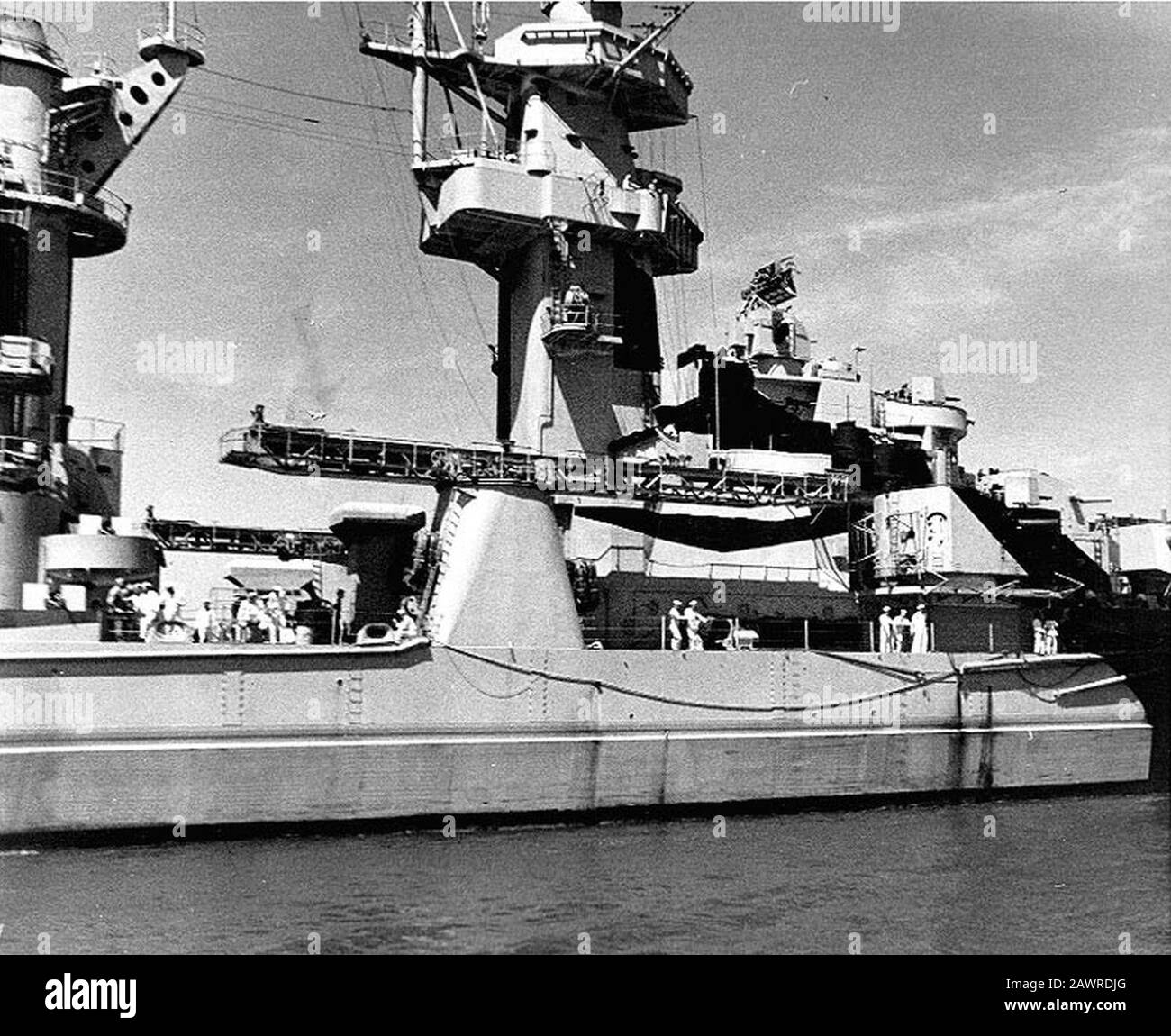 Forward superstructure and aircraft catapult of USS Alaska (CB-1) circa ...