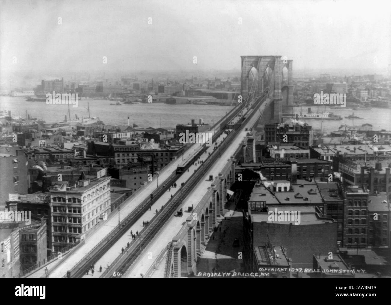 1897, NEW YORK , USA : The great East River suspension bridge, opened ...