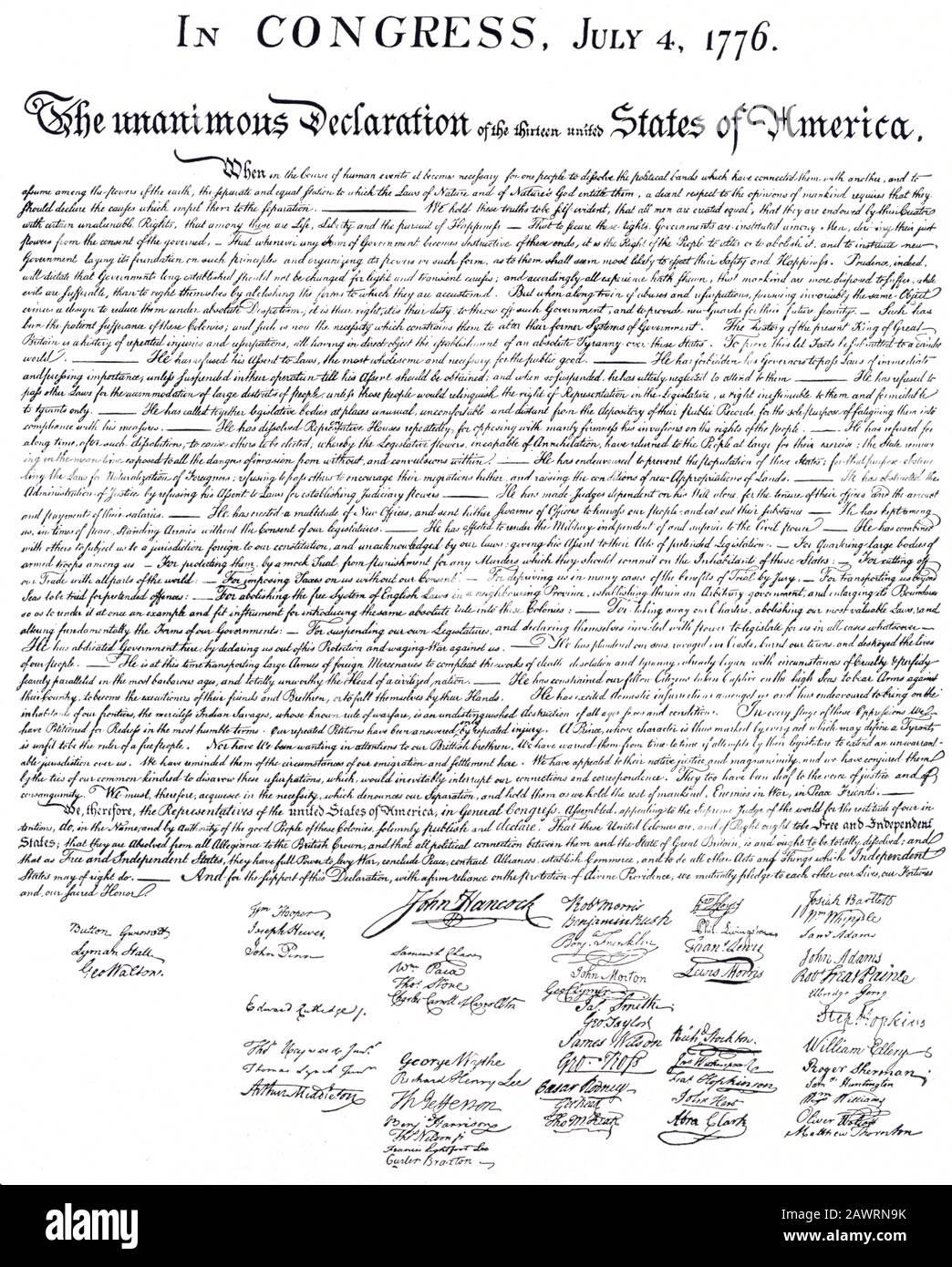 United states of america declaration of independence hi-res stock ...