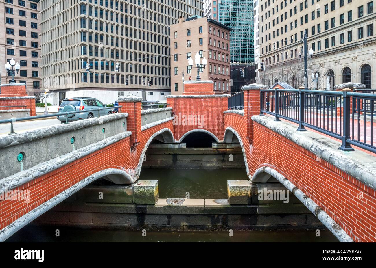 Providence, Rhode Island. Beautiful Venice-styled pedestrian bridge ...