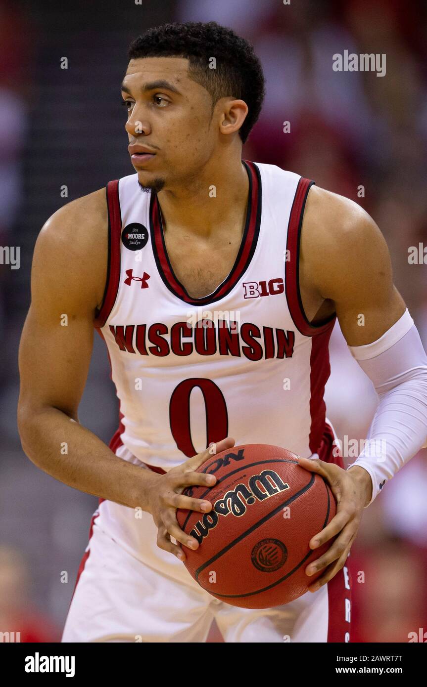 Madison, WI, USA. 9th Feb, 2020. Wisconsin Badgers guard D'Mitrik Trice ...