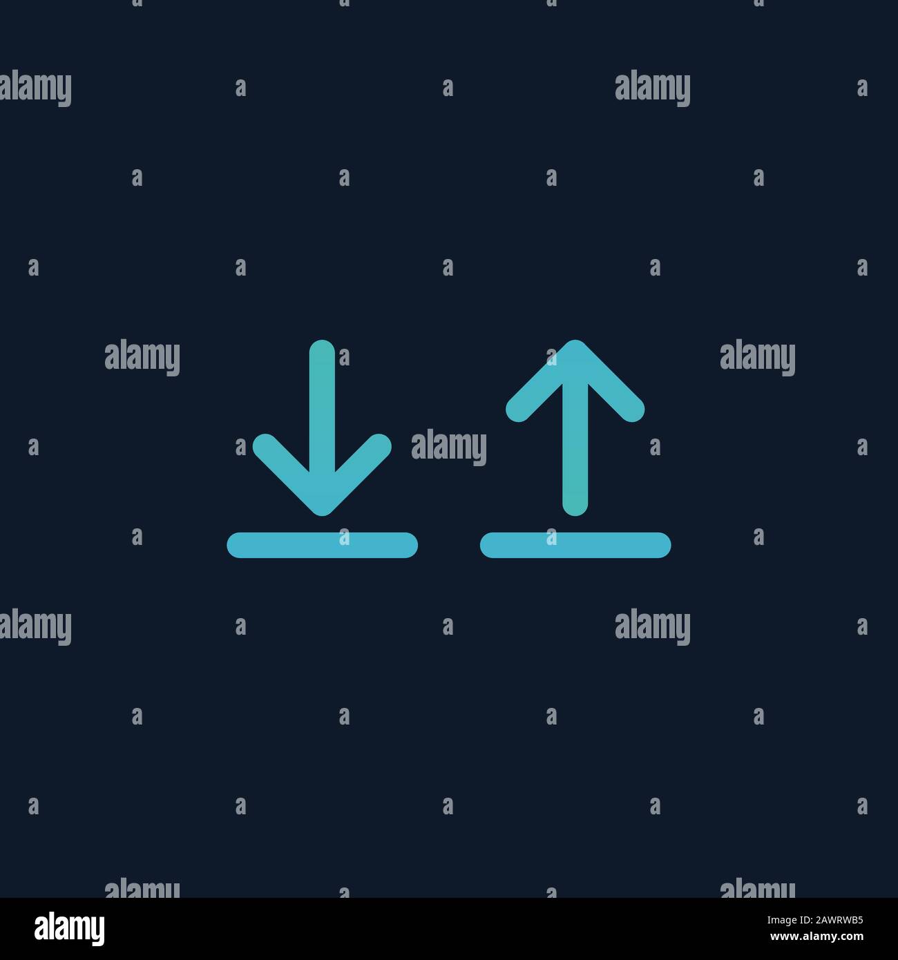 Upload and download icons. Stock Vector illustration isolated on blue ...