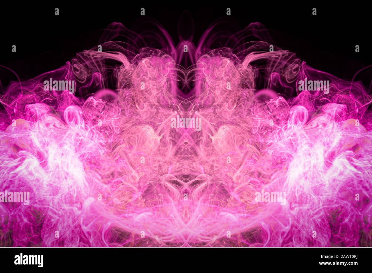 Pink smoke of pattern in the form of horror monster on a dark isolated ...