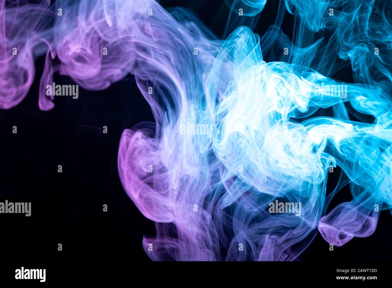 Pattern, Neon purple and blue smoke in the on a dark isolated ...