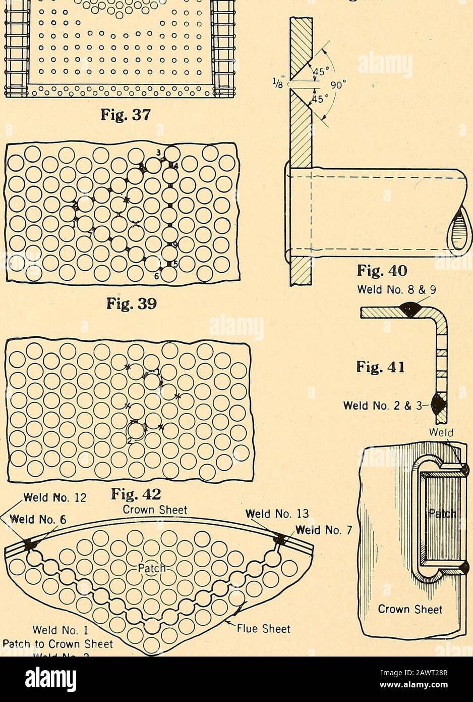 Airco welding of locomotive fireboxes . Fig. 38. Weld No. 1Patch to ...