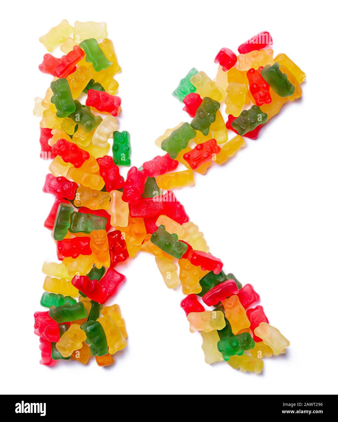 Letter K of the English alphabet from multi-colored chewing marmalade ...