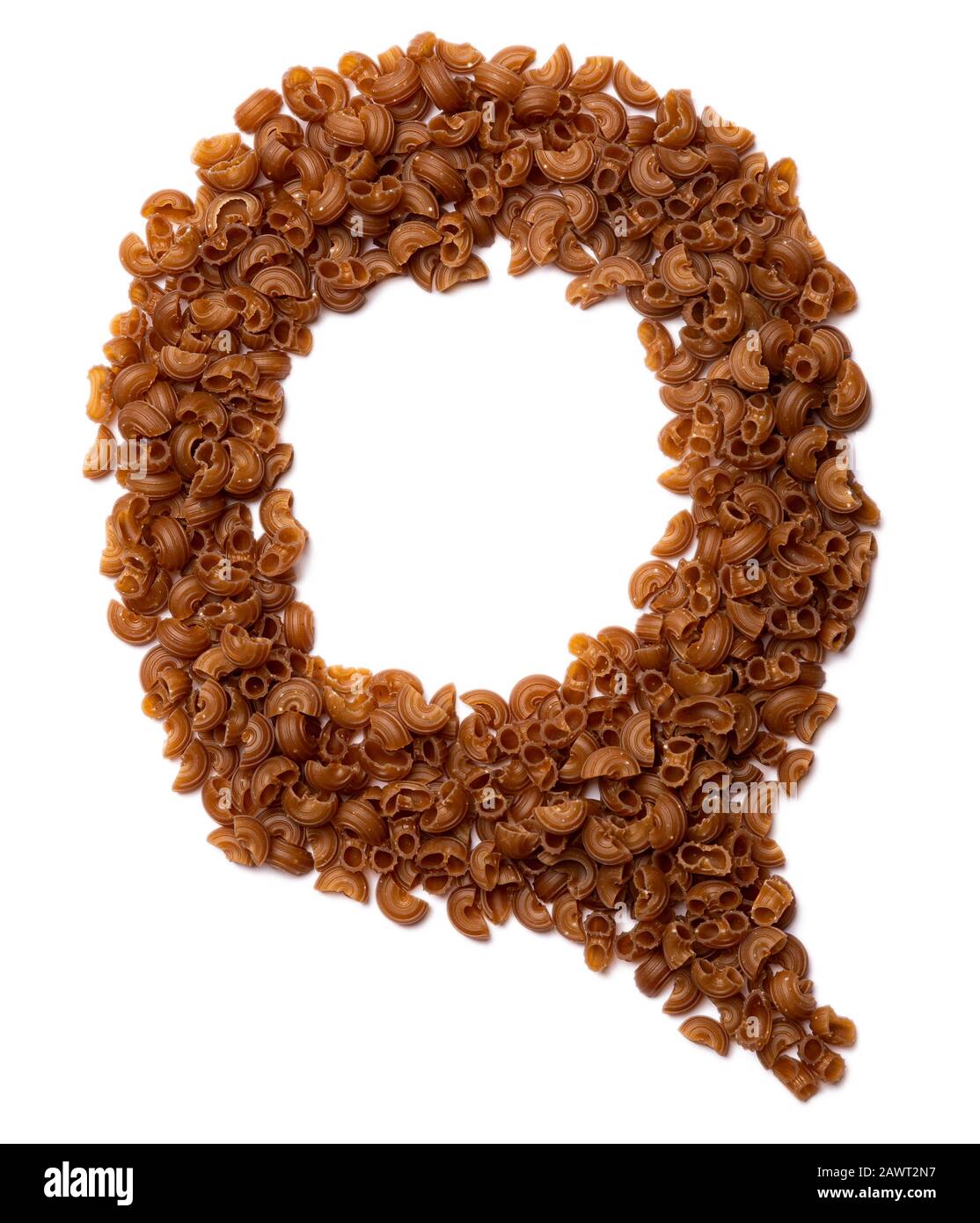 Letter Q of the English alphabet from dry pasta from buckwheat amaranth ...
