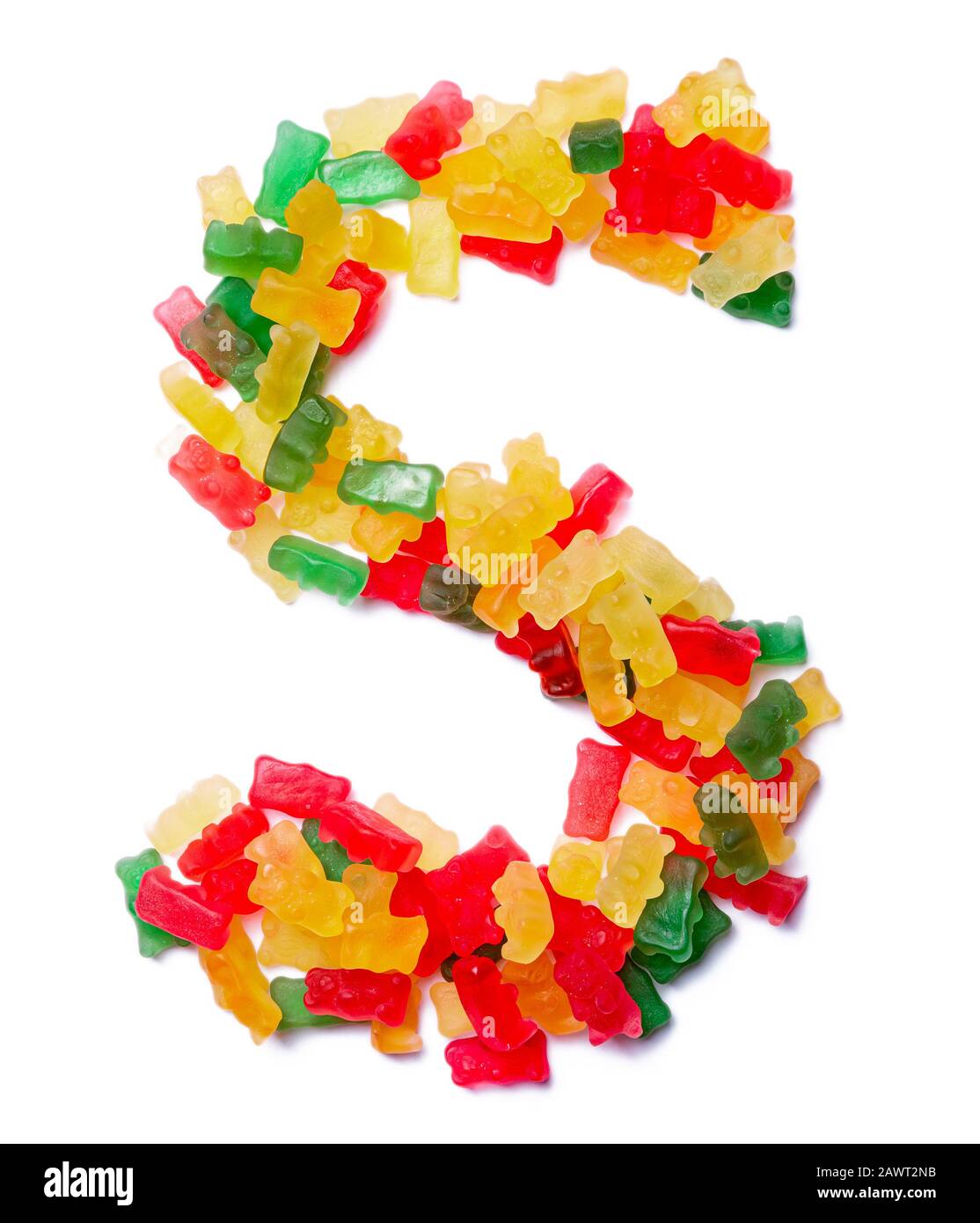 Letter S of the English alphabet from multi-colored chewing marmalade ...