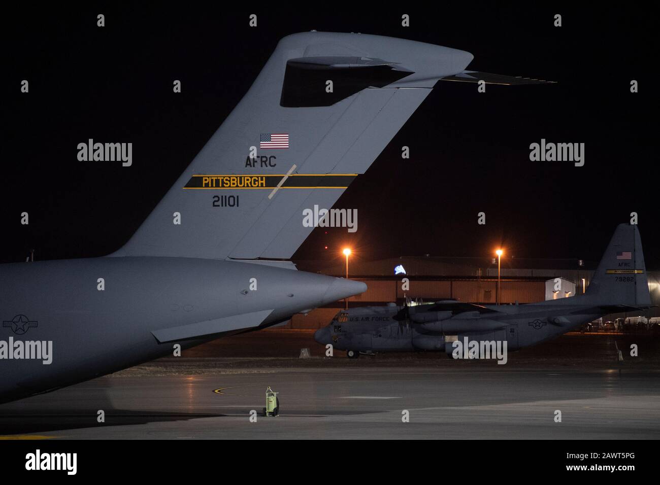 A C-17 Globemaster III assigned to the 911th Airlift Wing and a retired ...