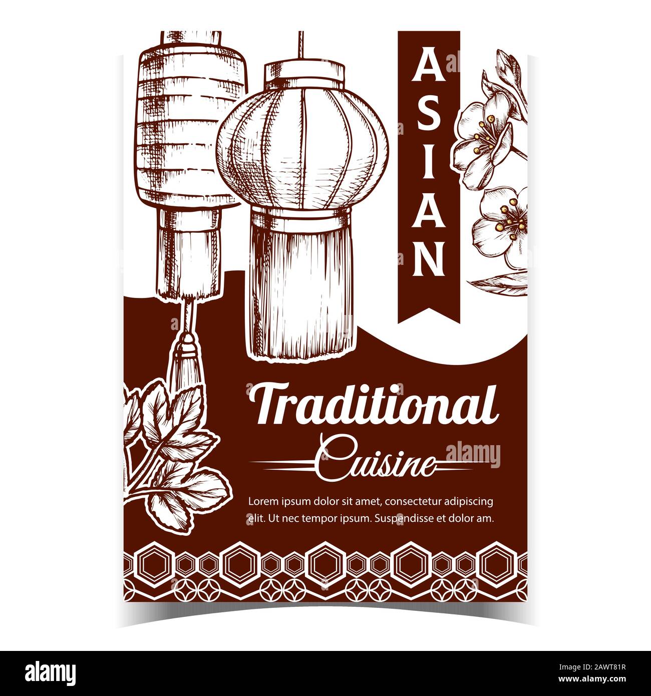 Asian Traditional Cuisine Advertise Banner Vector Stock Vector Image ...