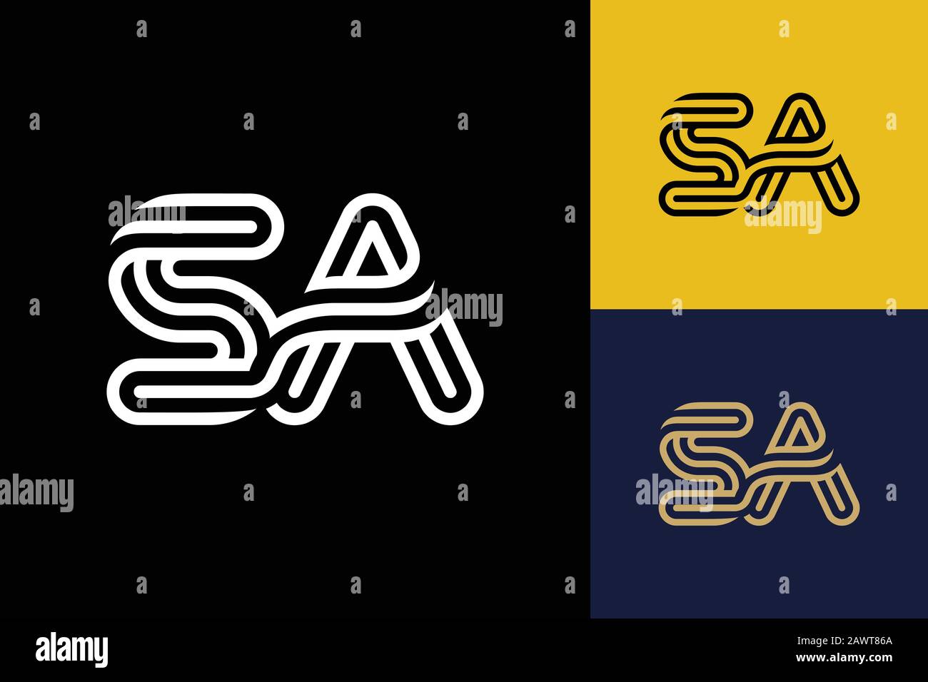 S and A combination Lines Letter Logo Creative Line Letters Design ...