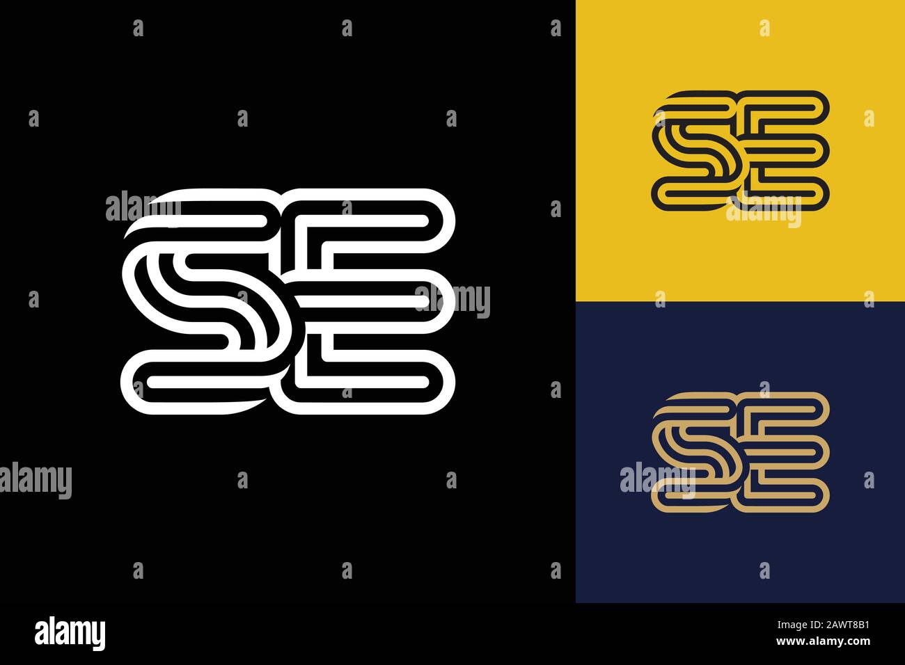 S and E combination Lines Letter Logo Creative Line Letters Design ...