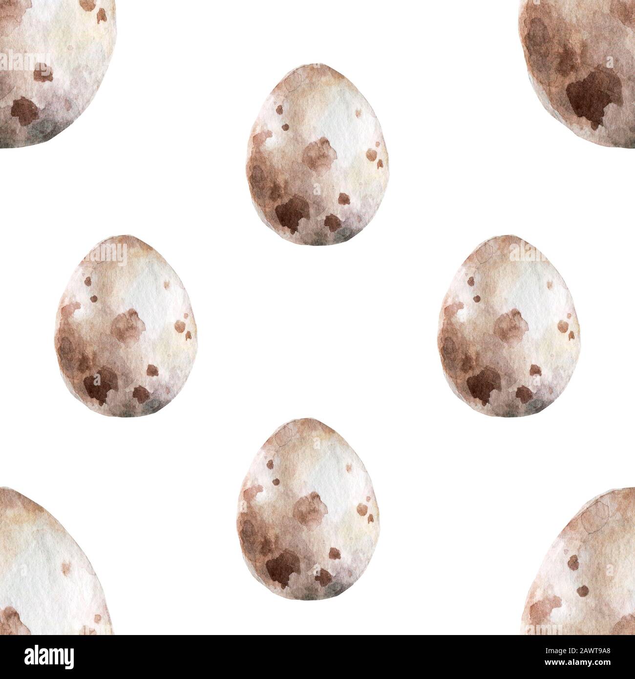 Realistic Eggs pattern on white background, Hand drawn watercolor eggs ...