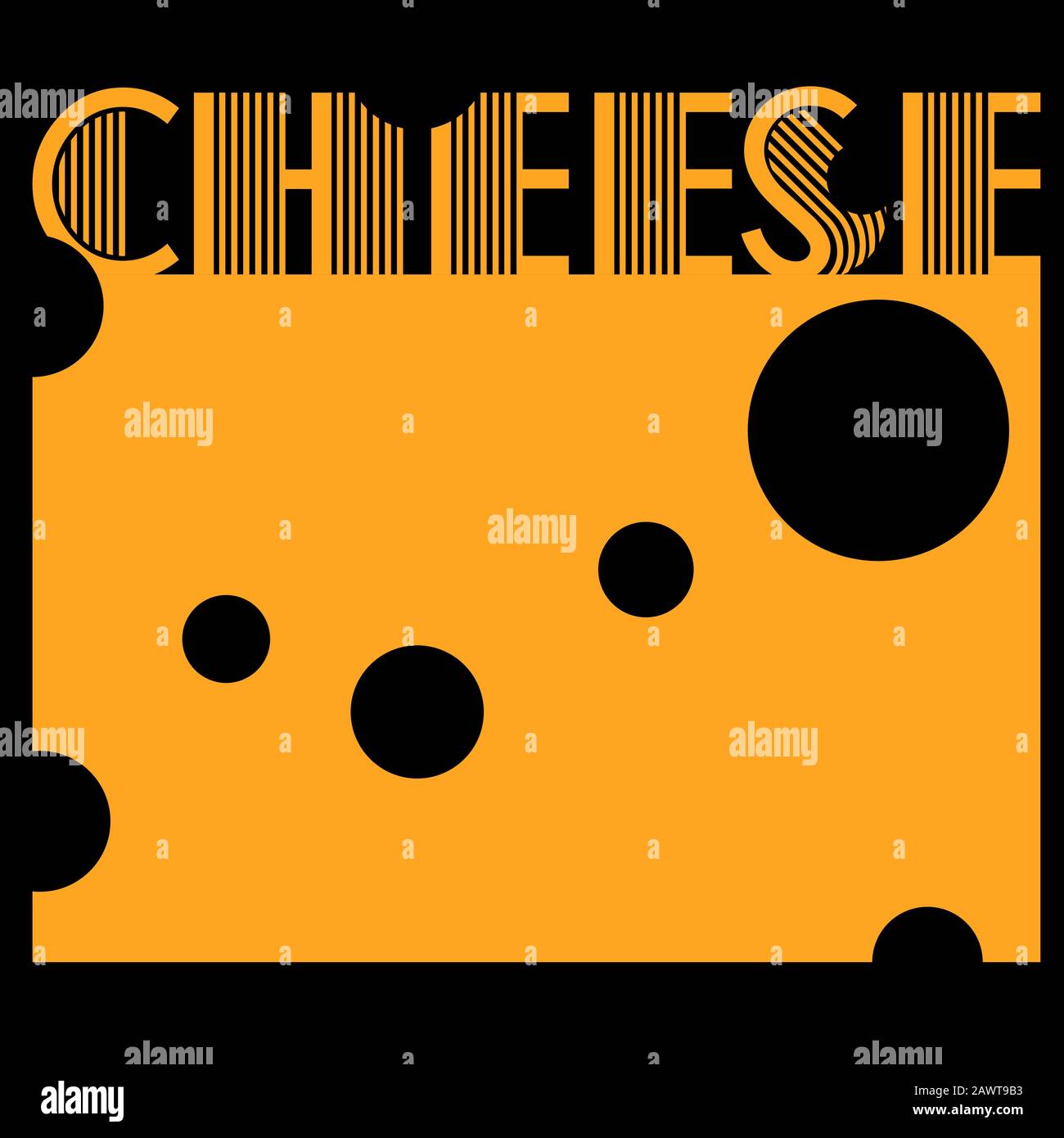 minimalist black logo cheese with the inscription in lettering Stock ...