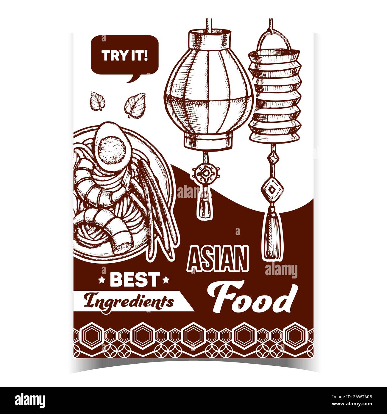 Asian Food Restaurant Advertising Banner Vector Stock Vector Image ...