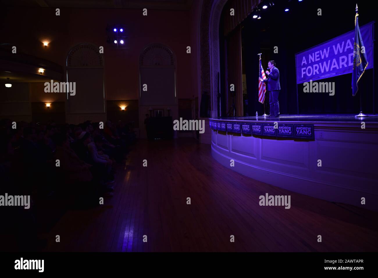 US Presidential candidate Andrew Yang campaigns at the Claremont, NH ...