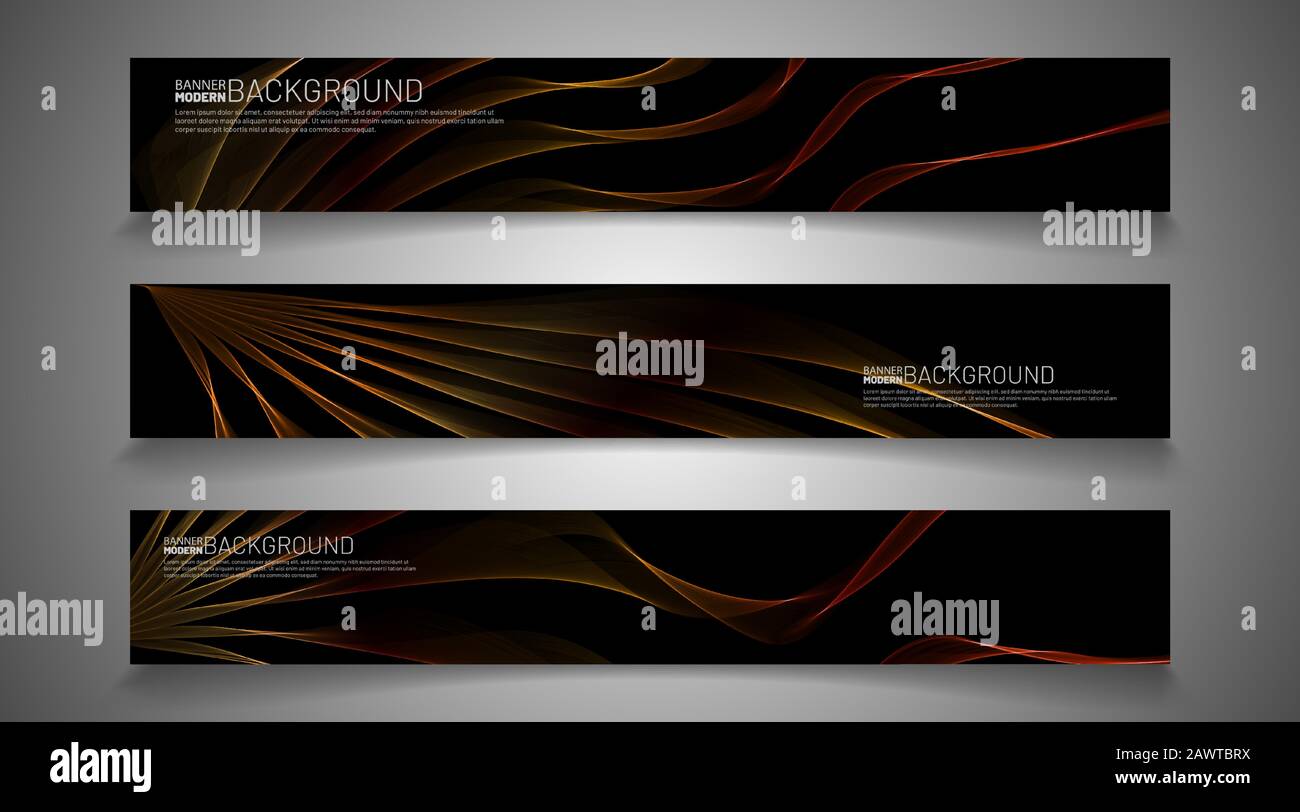 rectangular vector banner design with stripe line wave shape on black ...
