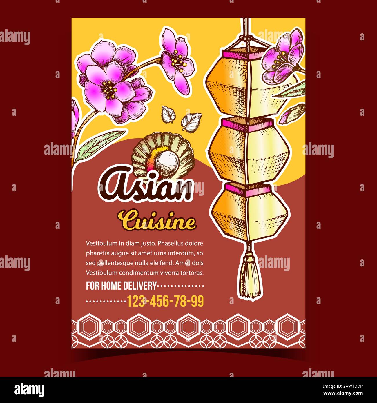 Asian Traditional Cuisine Advertise Poster Vector Stock Vector Image ...