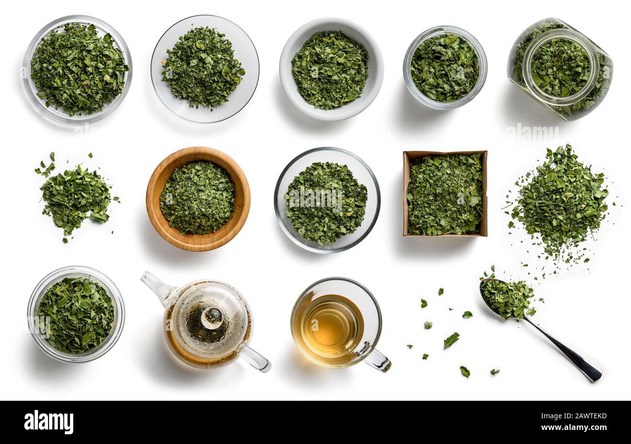 Dried Moringa on a white background. The view from the top Stock Photo ...