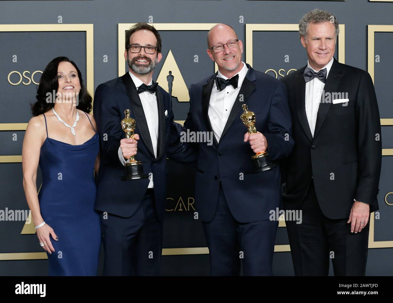 Los Angeles, United States. 09th Feb, 2020. Andrew Buckland (2nd L) and ...