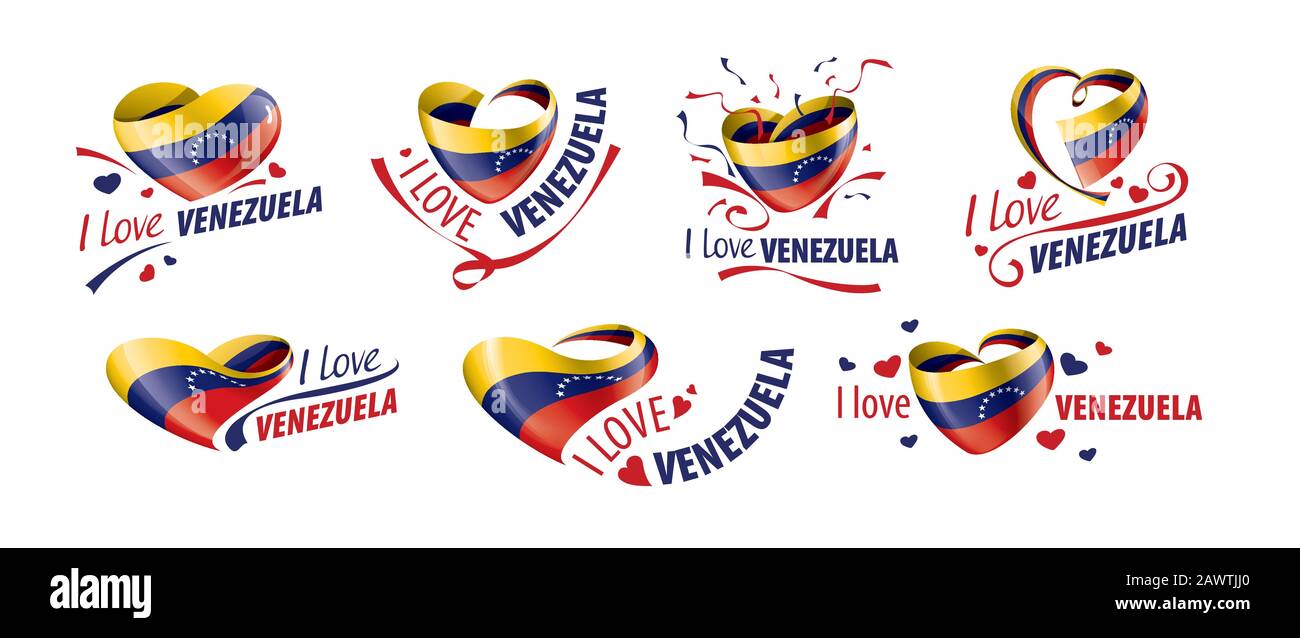 National flag of the Venezuela in the shape of a heart and the ...