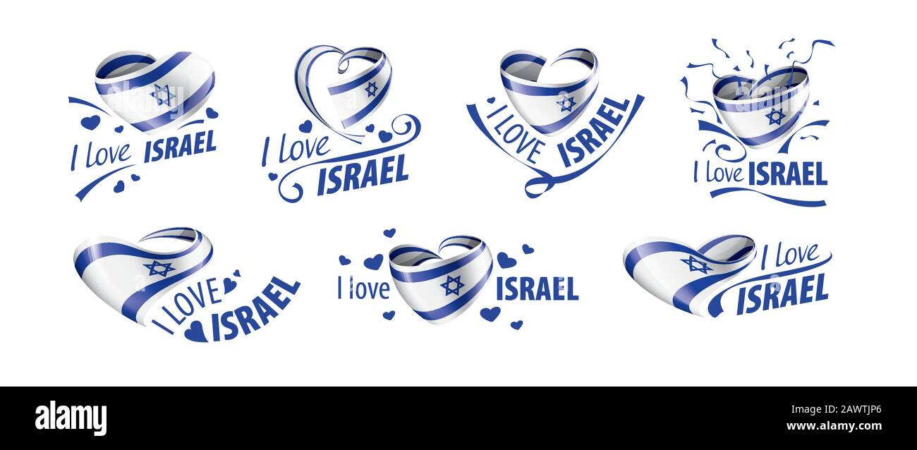 National flag of the Israel in the shape of a heart and the inscription ...