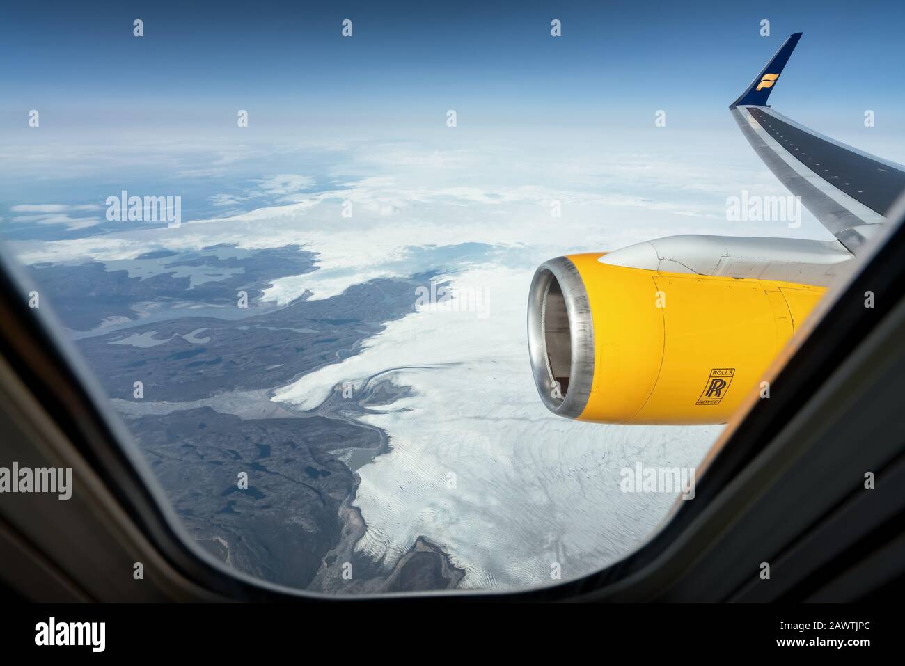 Flying over Greenland Stock Photo - Alamy