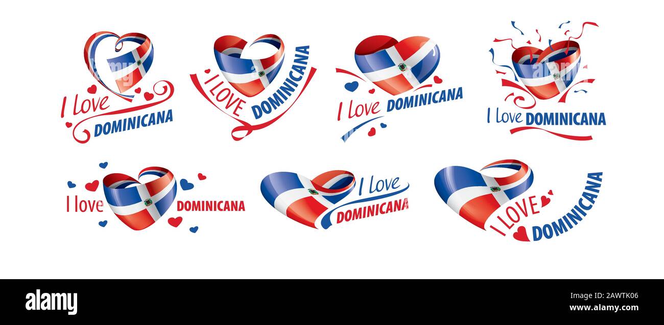 National flag of the Dominicana in the shape of a heart and the ...