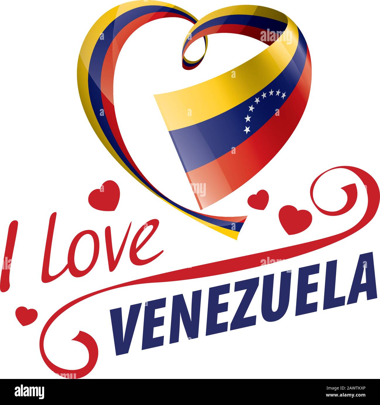 National flag of the Venezuela in the shape of a heart and the ...