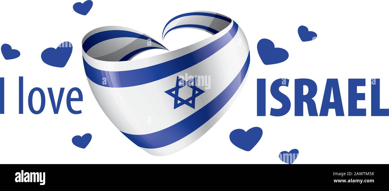 National flag of the Israel in the shape of a heart and the inscription ...