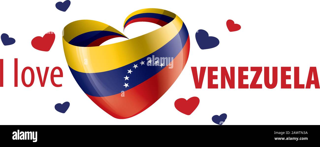National flag of the Venezuela in the shape of a heart and the ...
