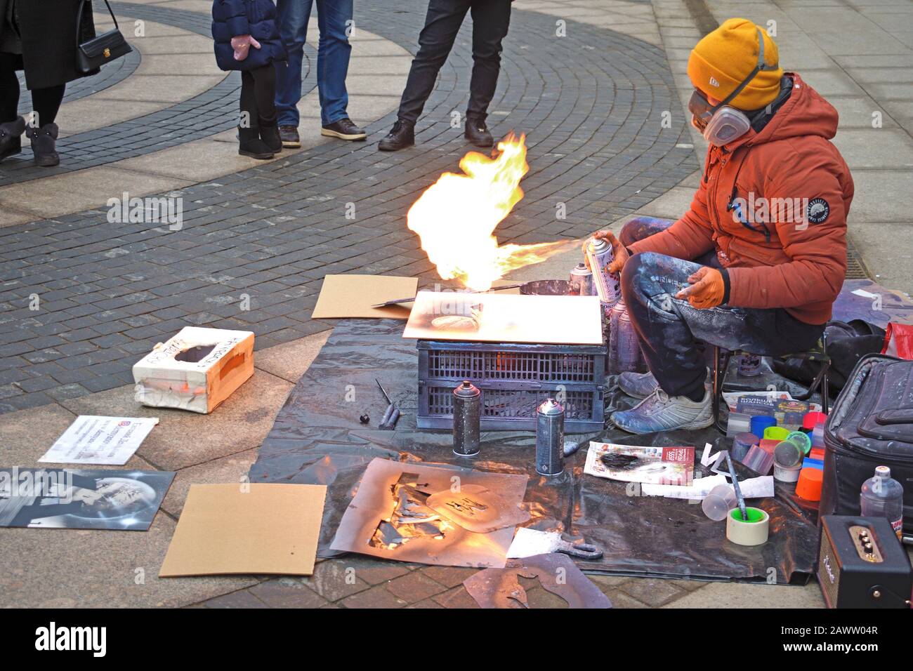 Saint-Petersburg.Russia.February 01.2020.Street artists painting their ...
