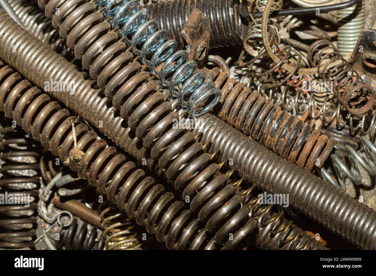 Pile metal springs hi-res stock photography and images - Alamy