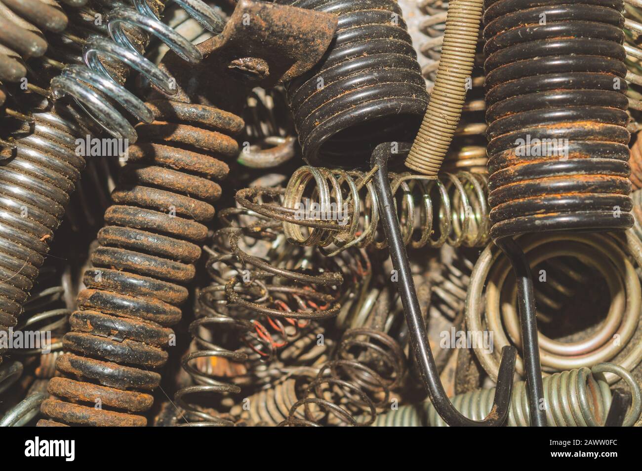 Metal rusty springs. pile of absorbers. industrial concept. work tool ...