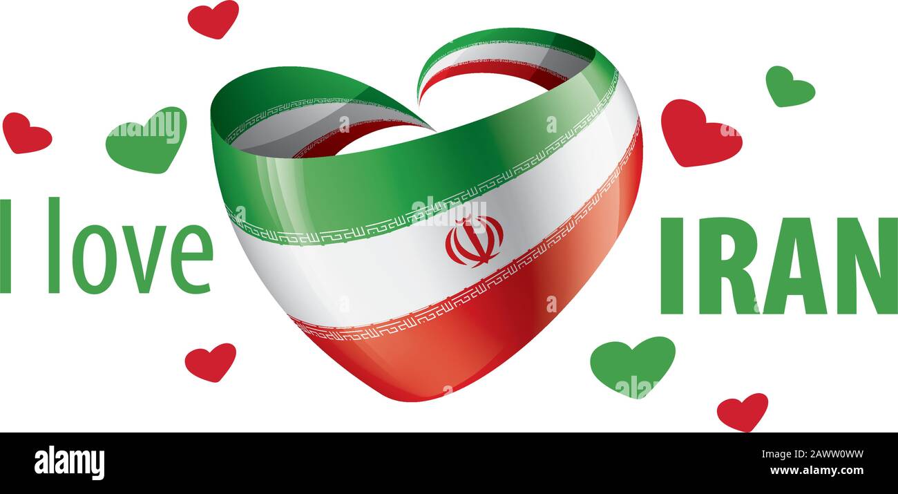 National flag of the Iran in the shape of a heart and the inscription I ...