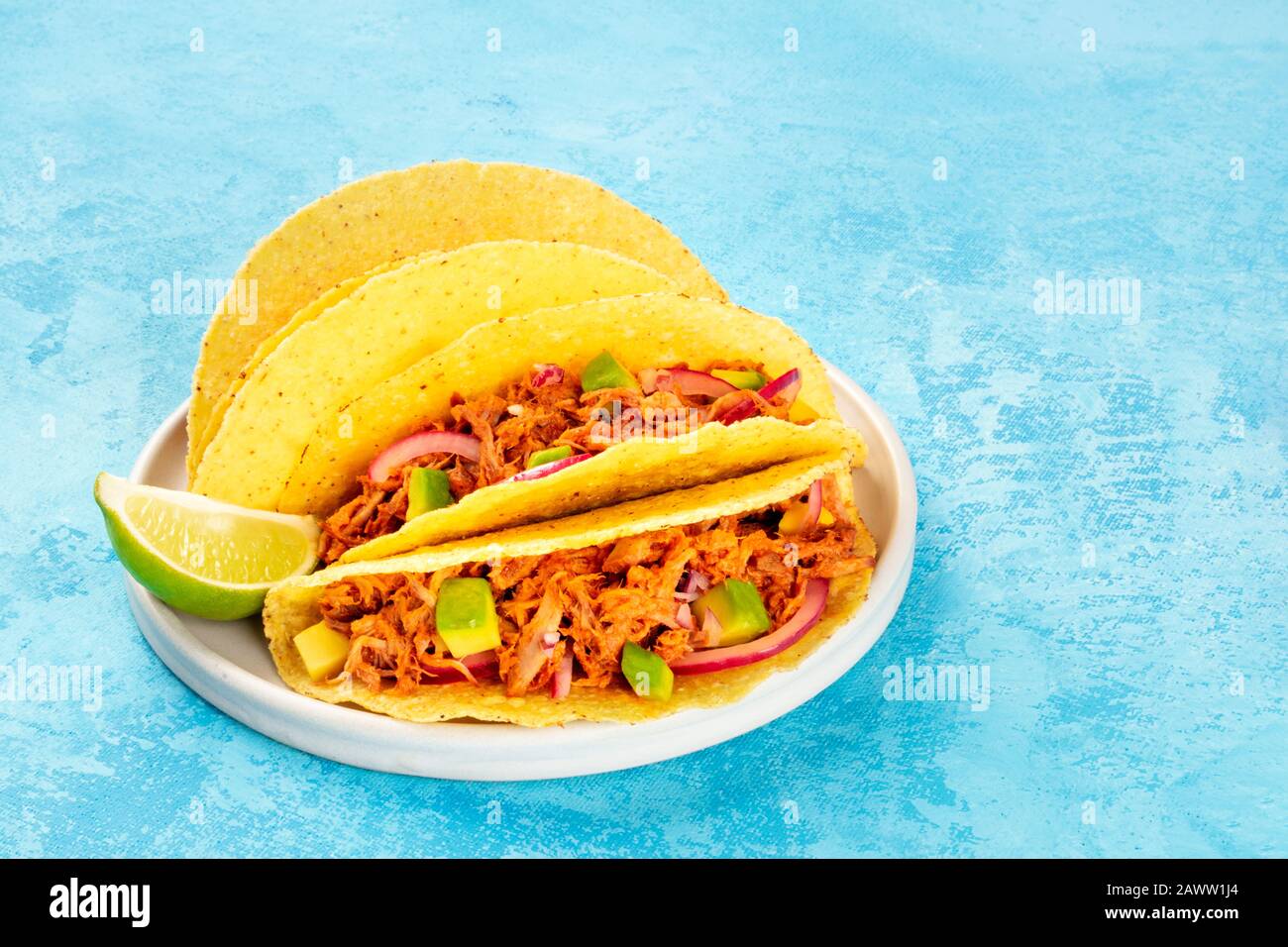 Cochinita pibil taco shells, a Mexican snack with pulled pork and ...