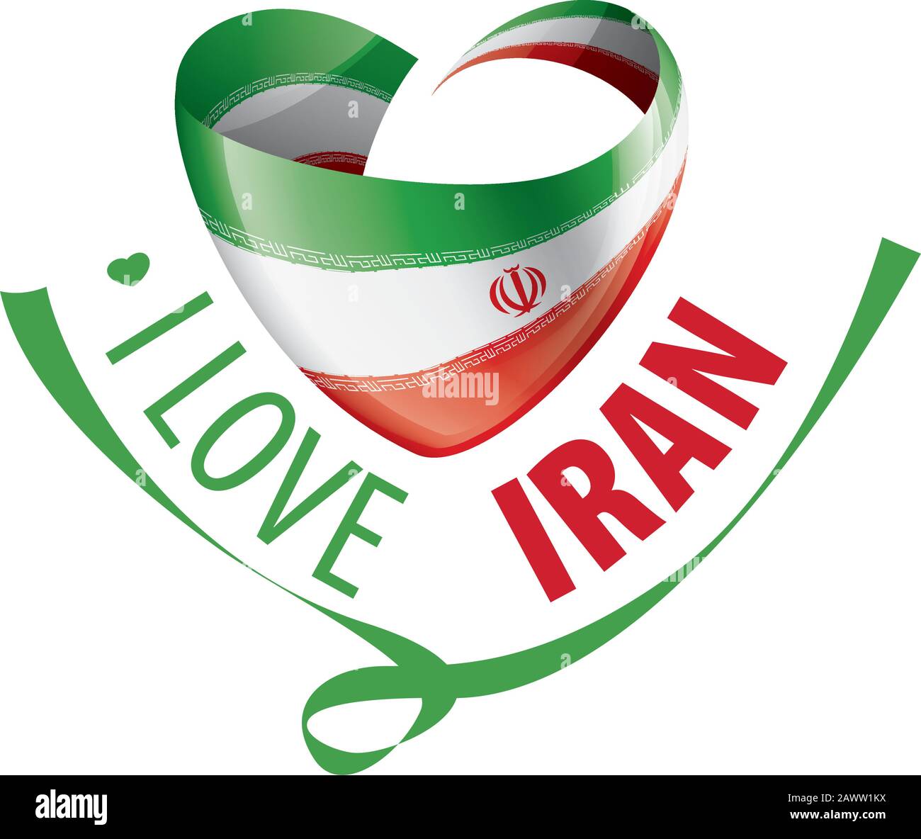National flag of the Iran in the shape of a heart and the inscription I ...