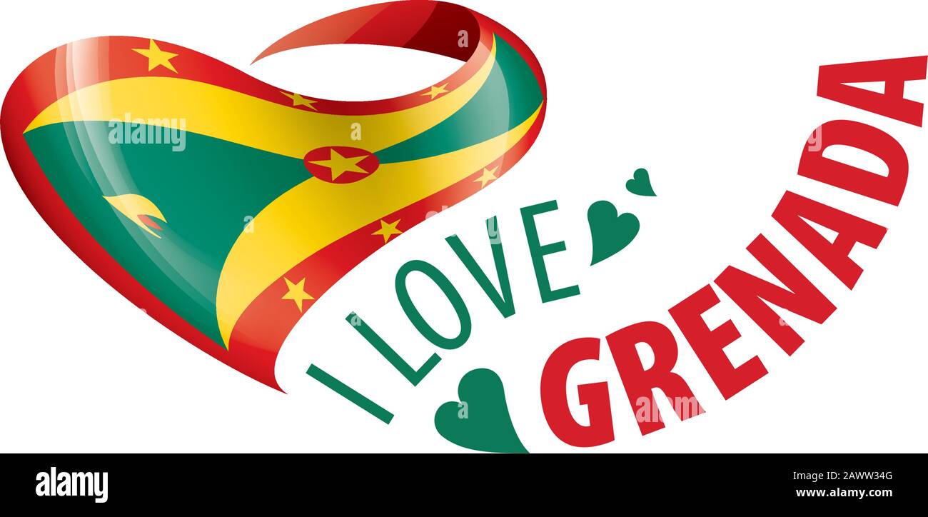 National flag of the Grenada in the shape of a heart and the ...
