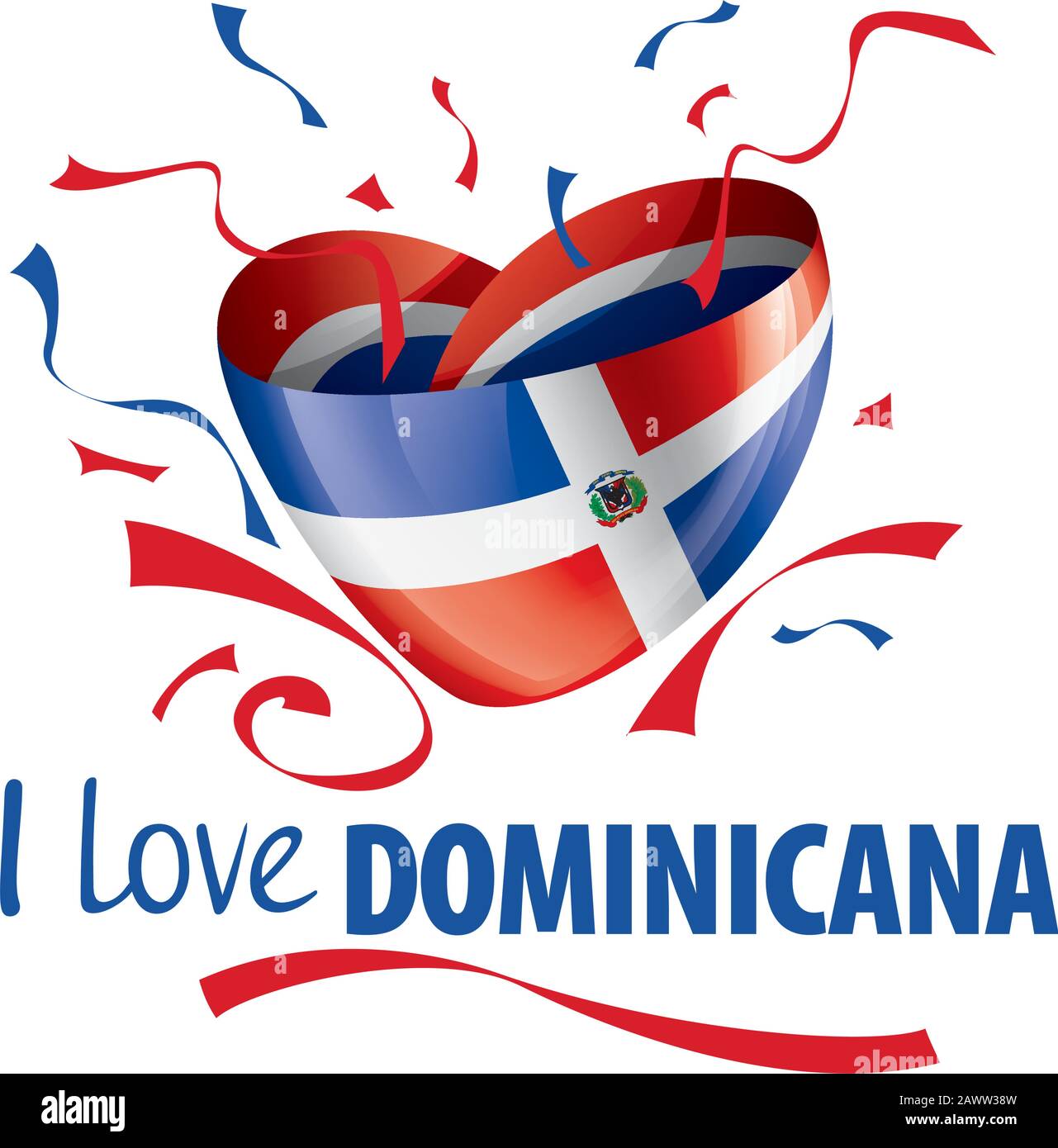 National flag of the Dominicana in the shape of a heart and the ...