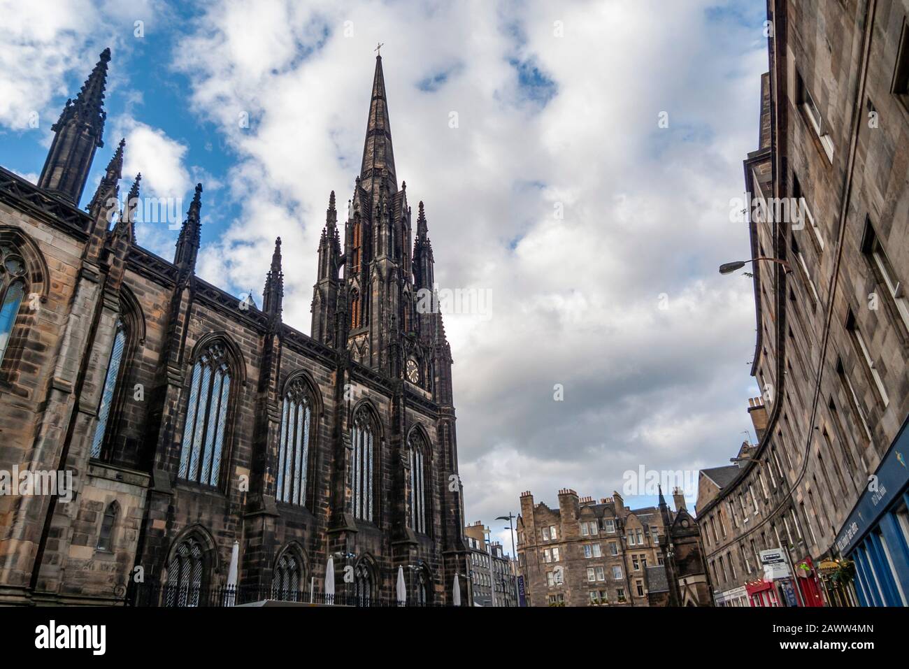 Tron Kirk Tower as seen from High Street in Edinburgh, Scotland, UK ...