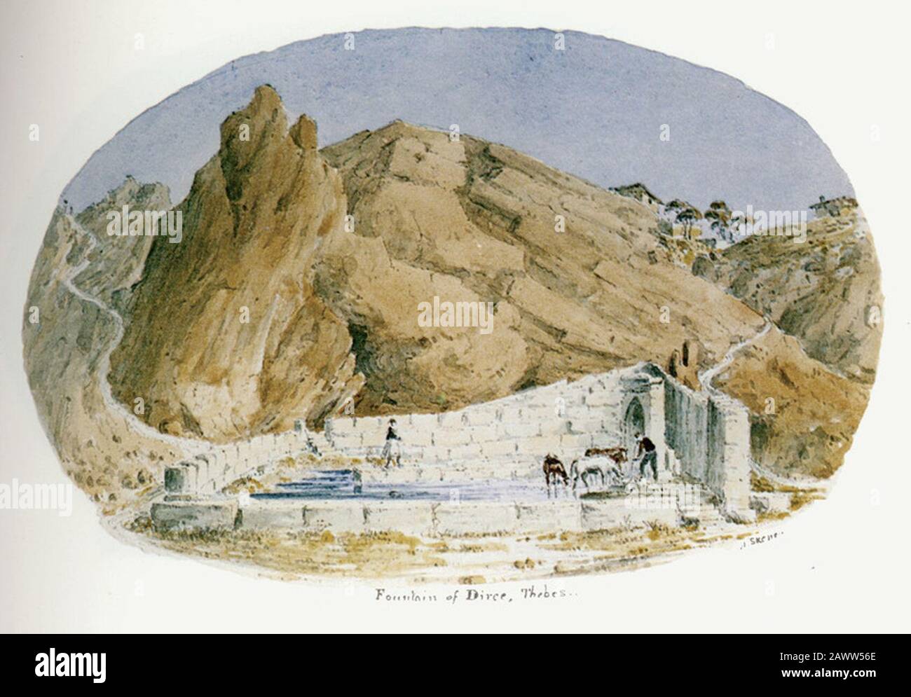 Fountain of Dirce Thebes - Skene James - 1838-1845 Stock Photo - Alamy
