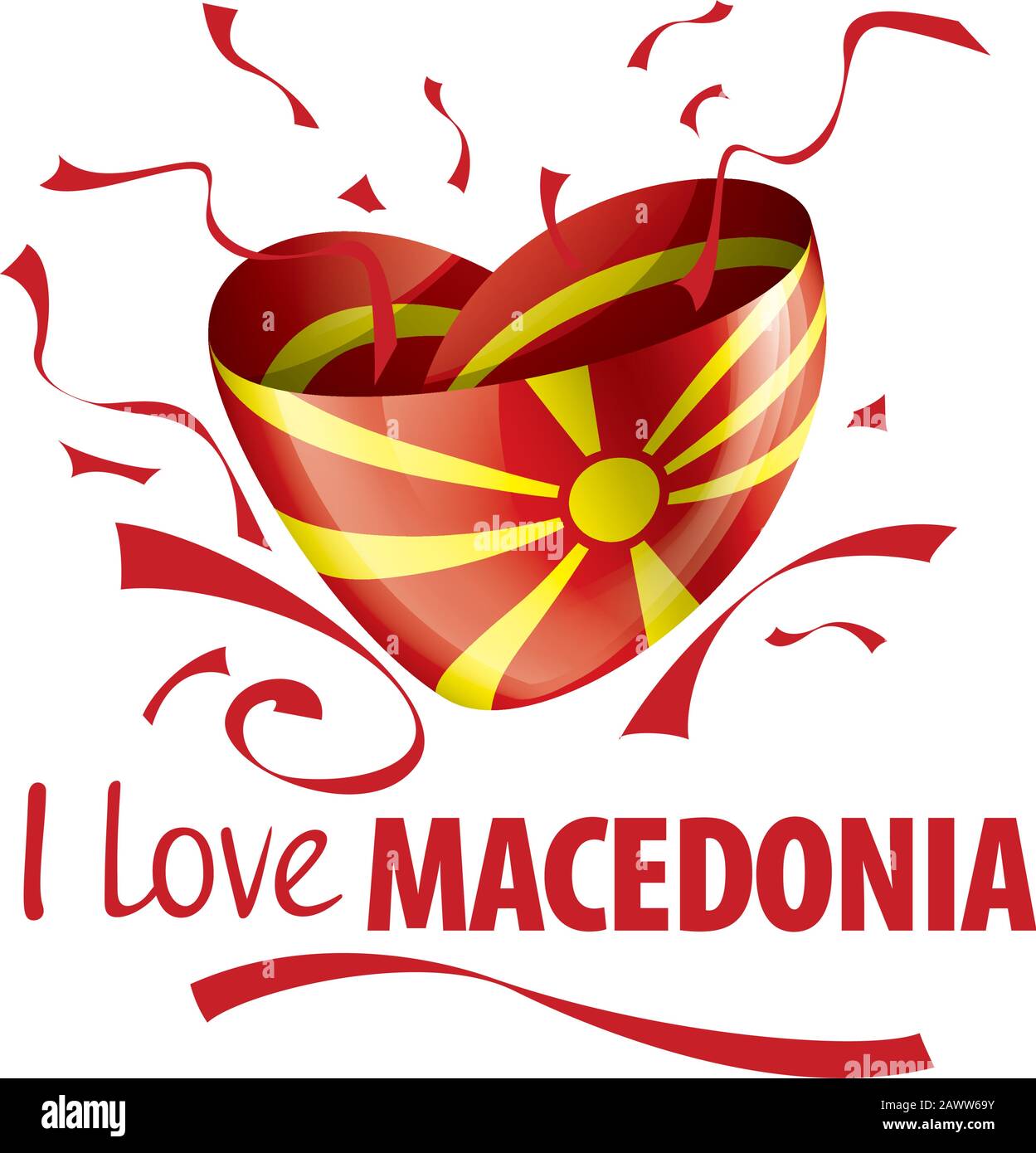 National flag of the Macedonia in the shape of a heart and the ...