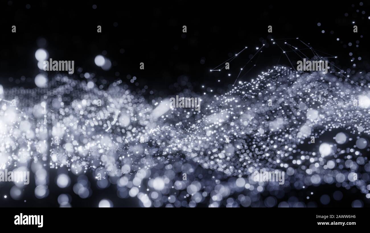 Plexus of abstract glow dots on a black background. Loop animations. 3D ...