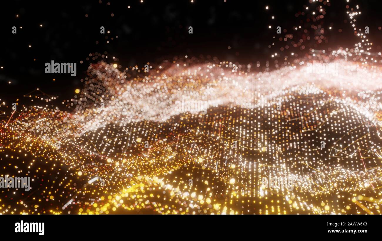 Plexus of abstract glow dots on a black background. Loop animations. 3D ...
