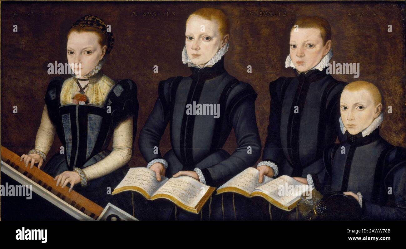 Four children making music Stock Photo - Alamy