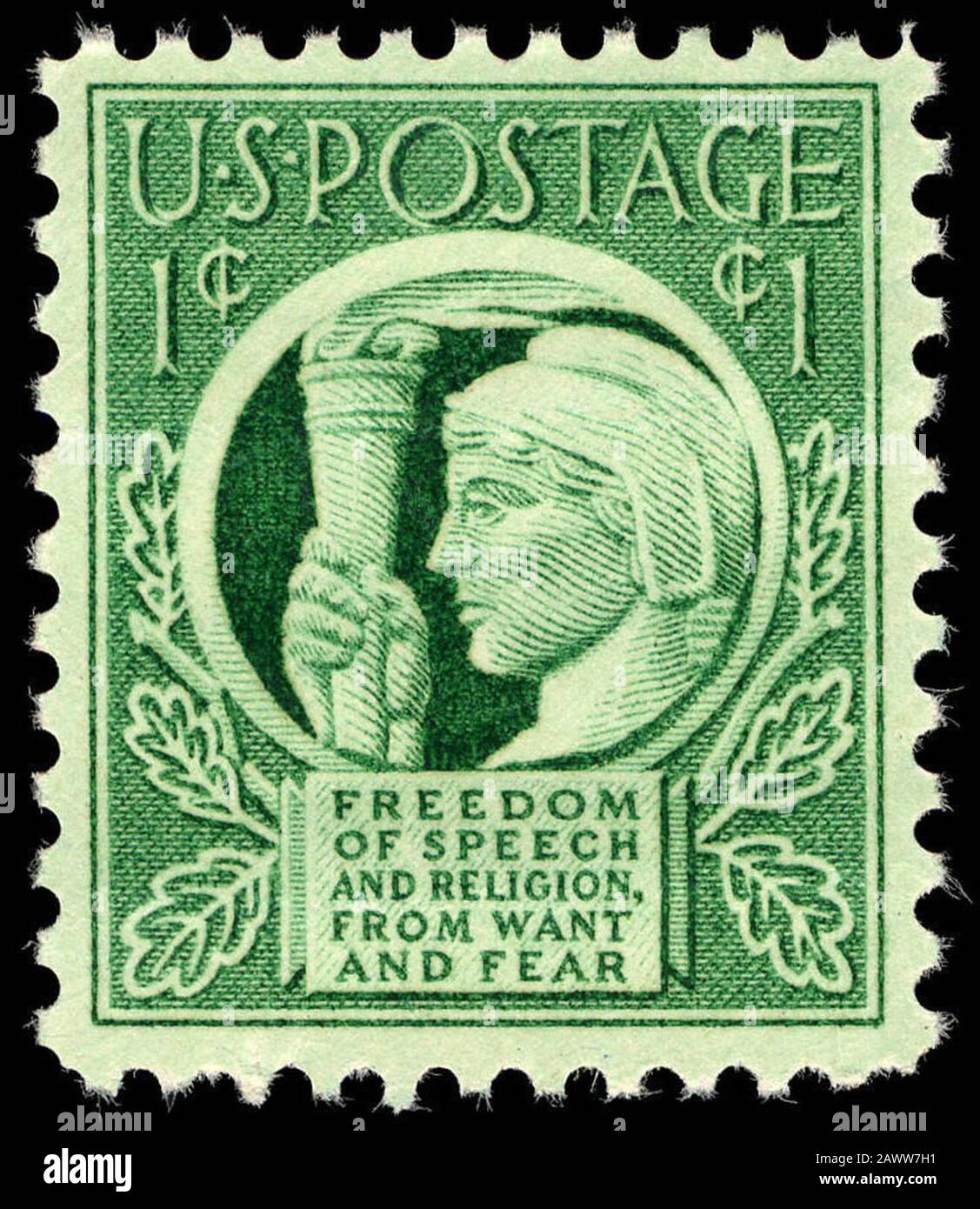 Four Freedoms 1c 1943 issue U.S. stamp Stock Photo - Alamy